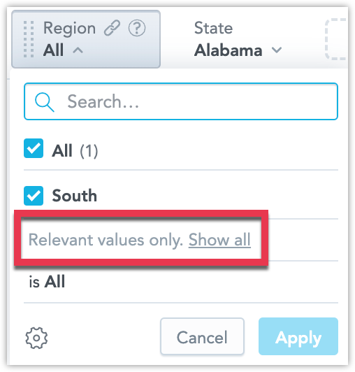 Create Dependent Filters on Dashboards | GoodData Cloud